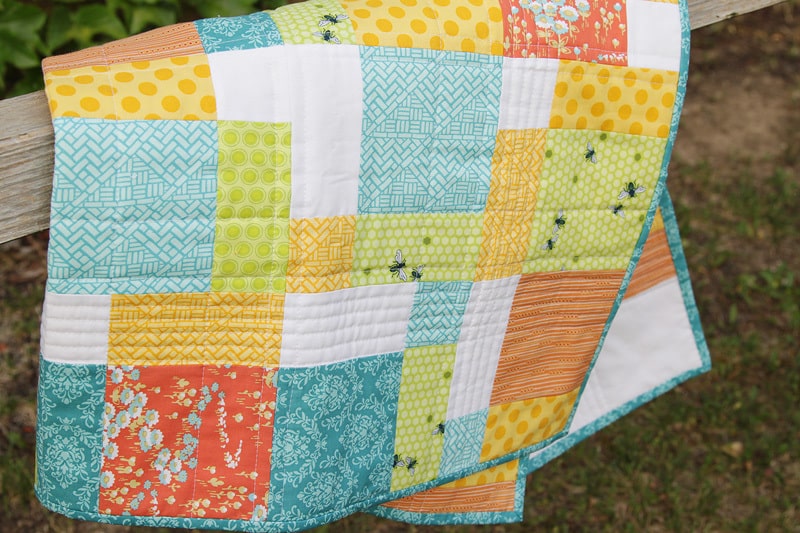 Disappearing Nine Patch Spring Baby Quilt - Bonjour Quilts