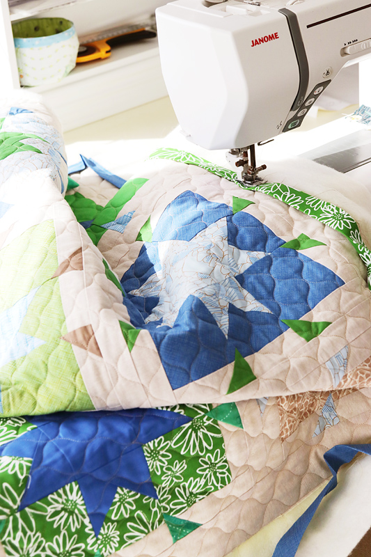 In The Stars Quilt Pattern - the Blue and Green One - Bonjour Quilts