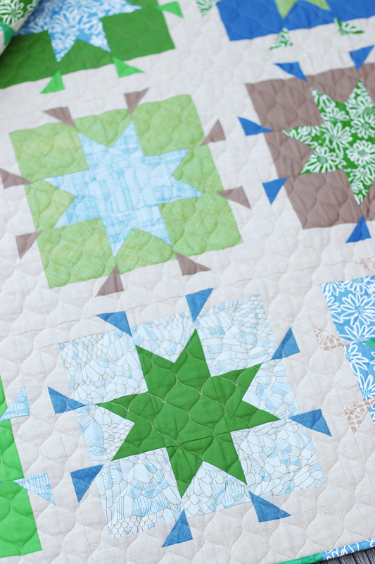 In The Stars Quilt Pattern - the Blue and Green One - Bonjour Quilts