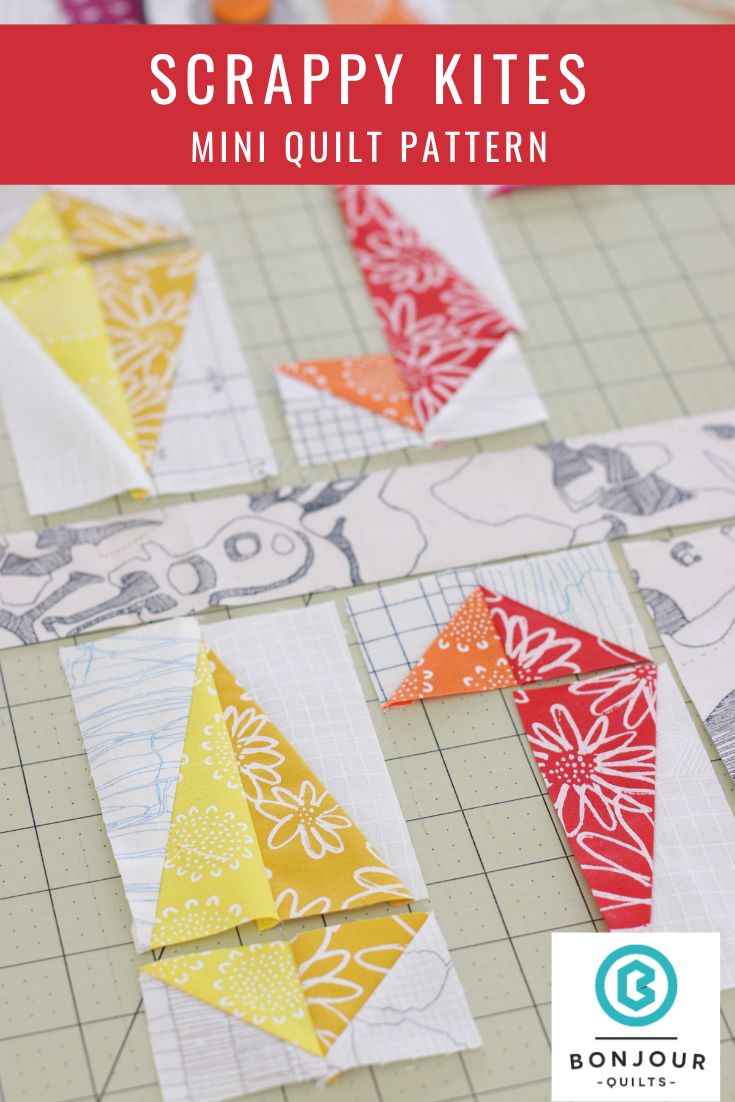 Scrappy Kites Mini Quilt Pattern - Bonjour Quilts
